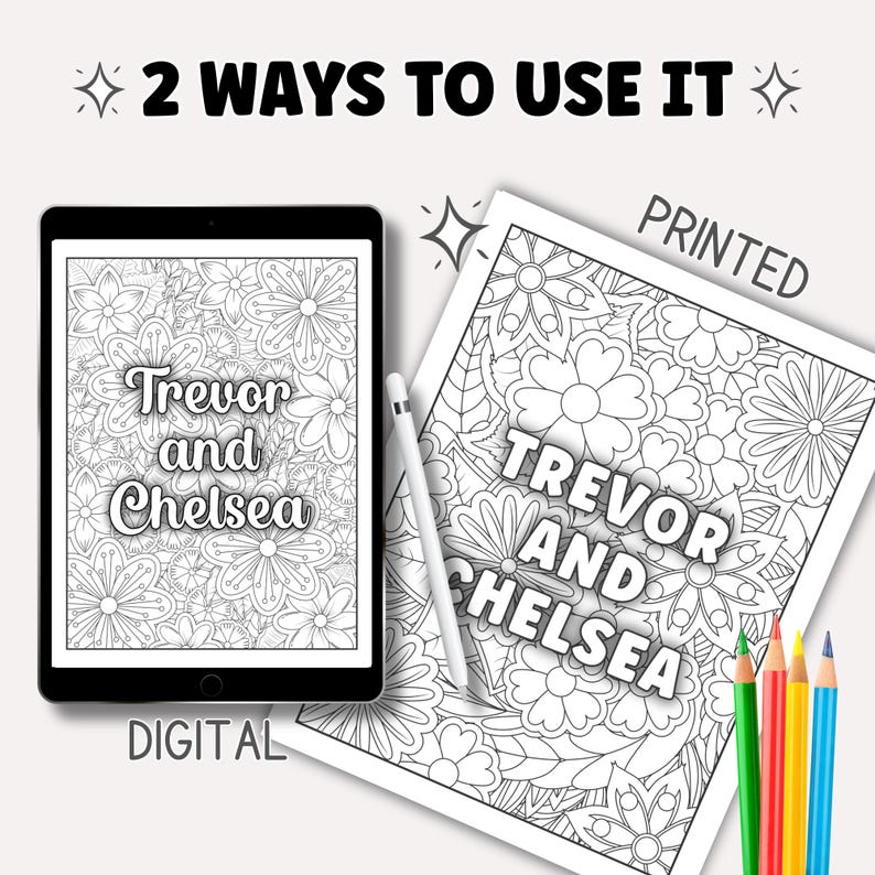 Personalized Wedding Coloring Page | Kids Activity, Custom Names ...