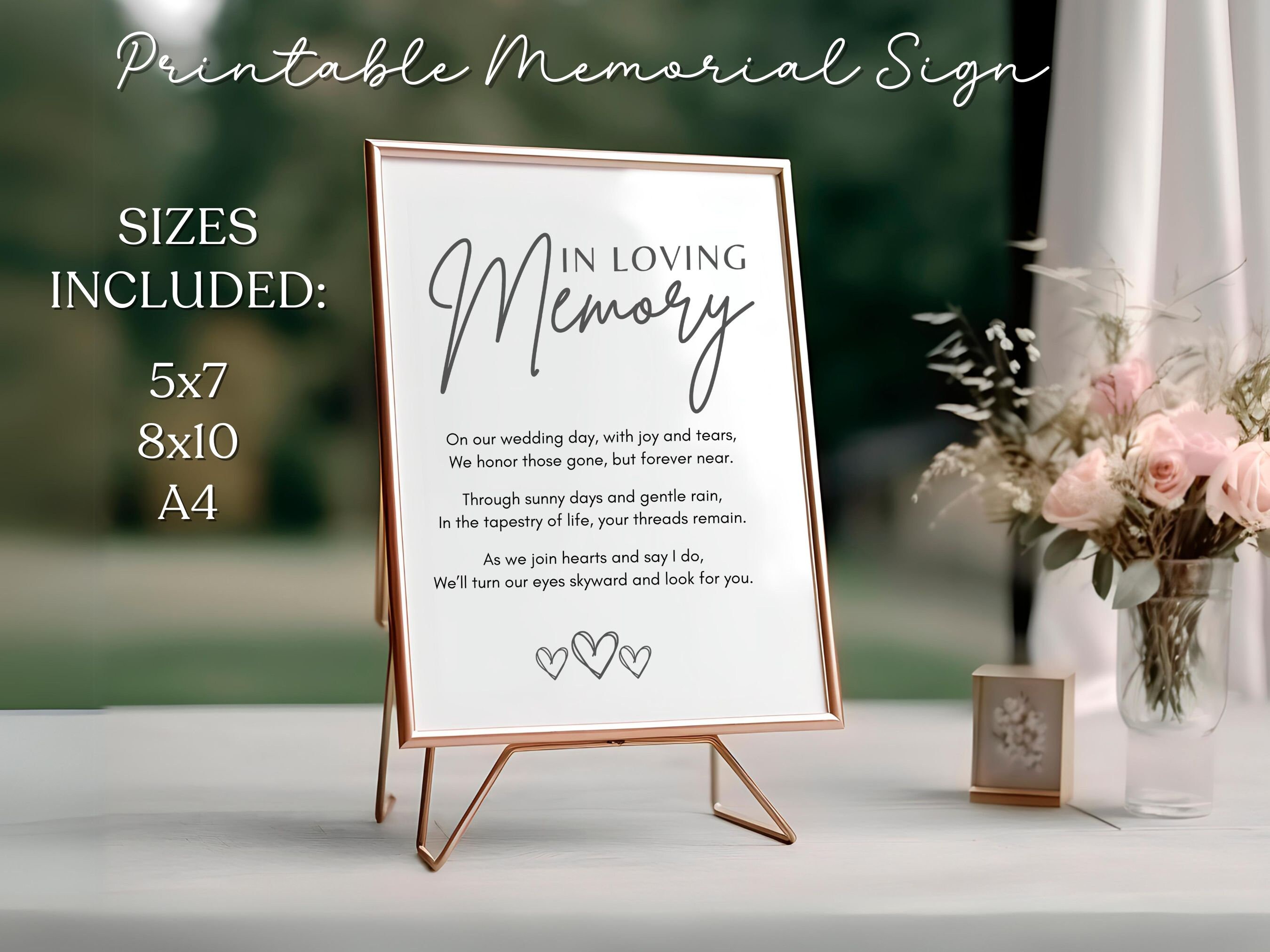 Printable Memorial Sign Wedding Printable Memory Wedding Sign in Loving ...