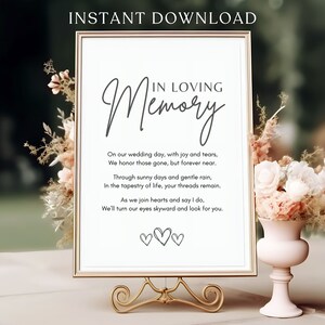 Printable Memorial Sign Wedding Printable Memory Wedding Sign in Loving ...