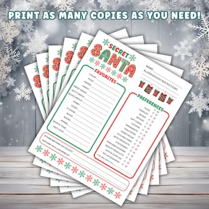 Secret Santa Questionnaire Secret Santa Ideas Survey Secret Gift ...