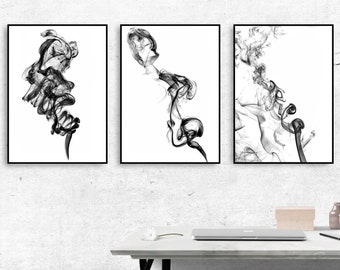 Black and White Smoke Art - Etsy