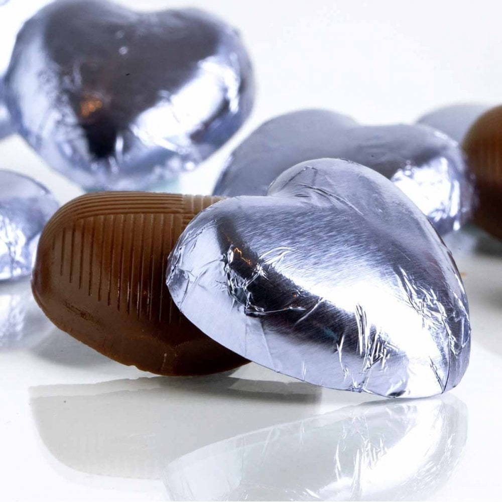 Foil Wrapped Belgian Milk Chocolate Hearts, Wedding Party Sweet Favour ...