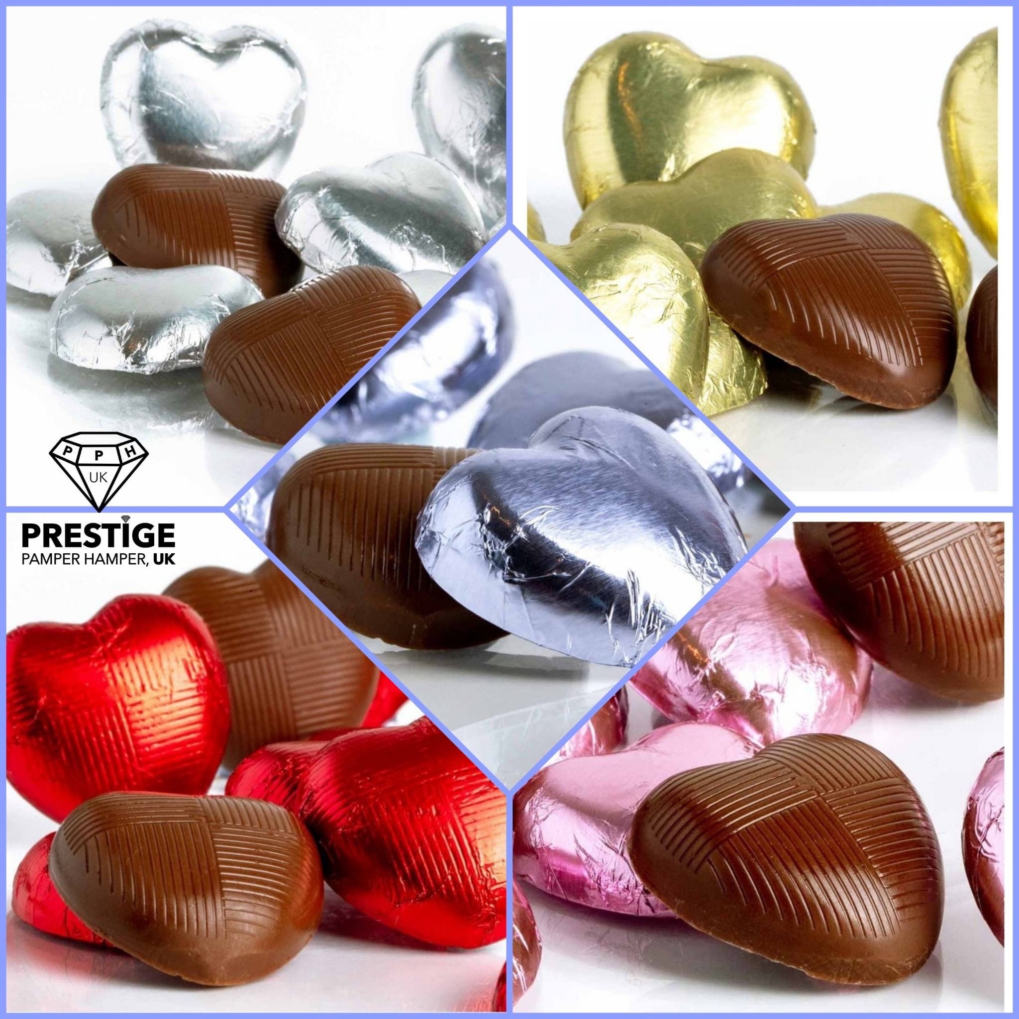 Foil Wrapped Belgian Milk Chocolate Hearts, Wedding Party Sweet Favour ...