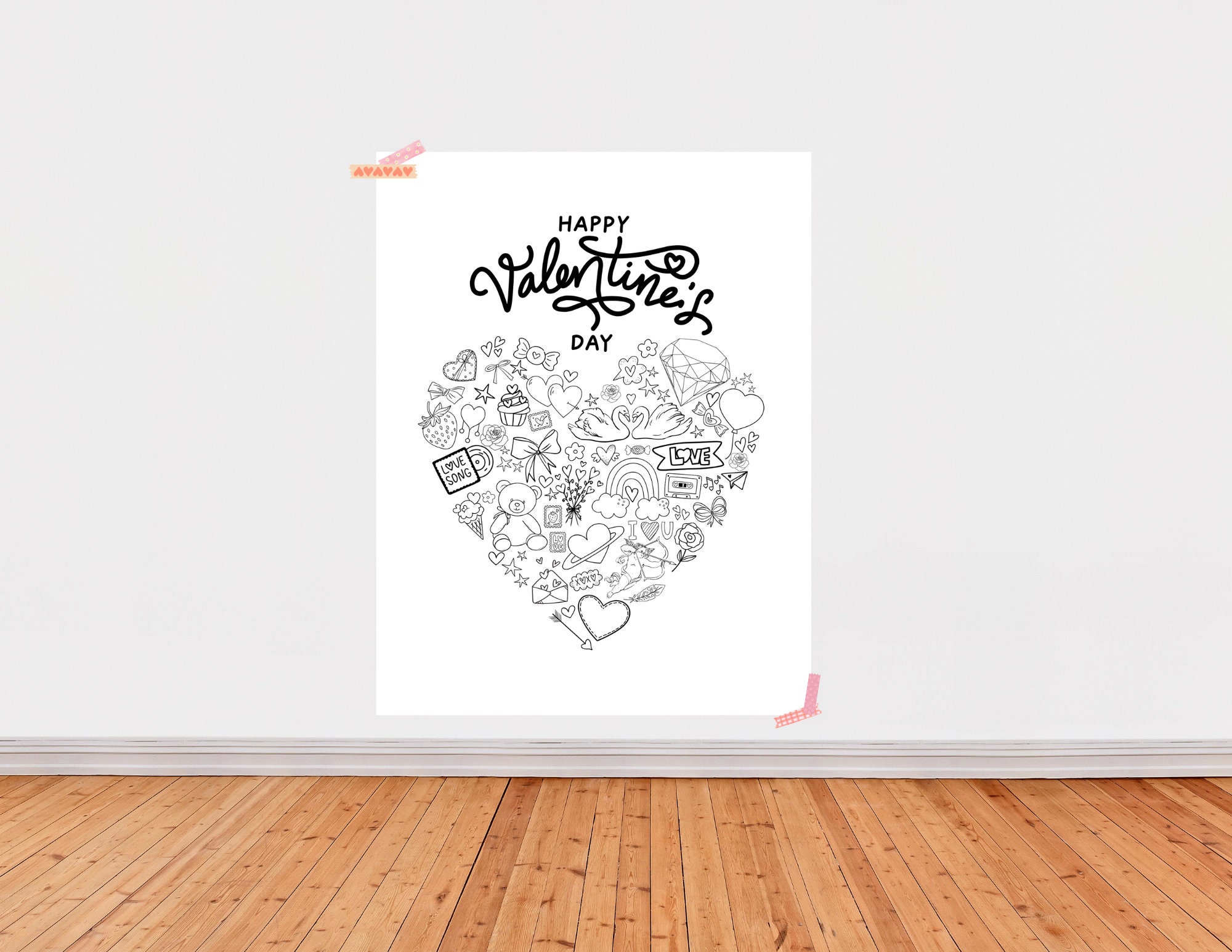 Giant Oversized Valentine's Day Coloring Page - Etsy