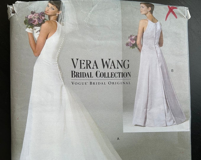 Vogue Bridal Pattern #2118 VERA WANG Wedding Dress Guide Sizes 6-8-10 ...