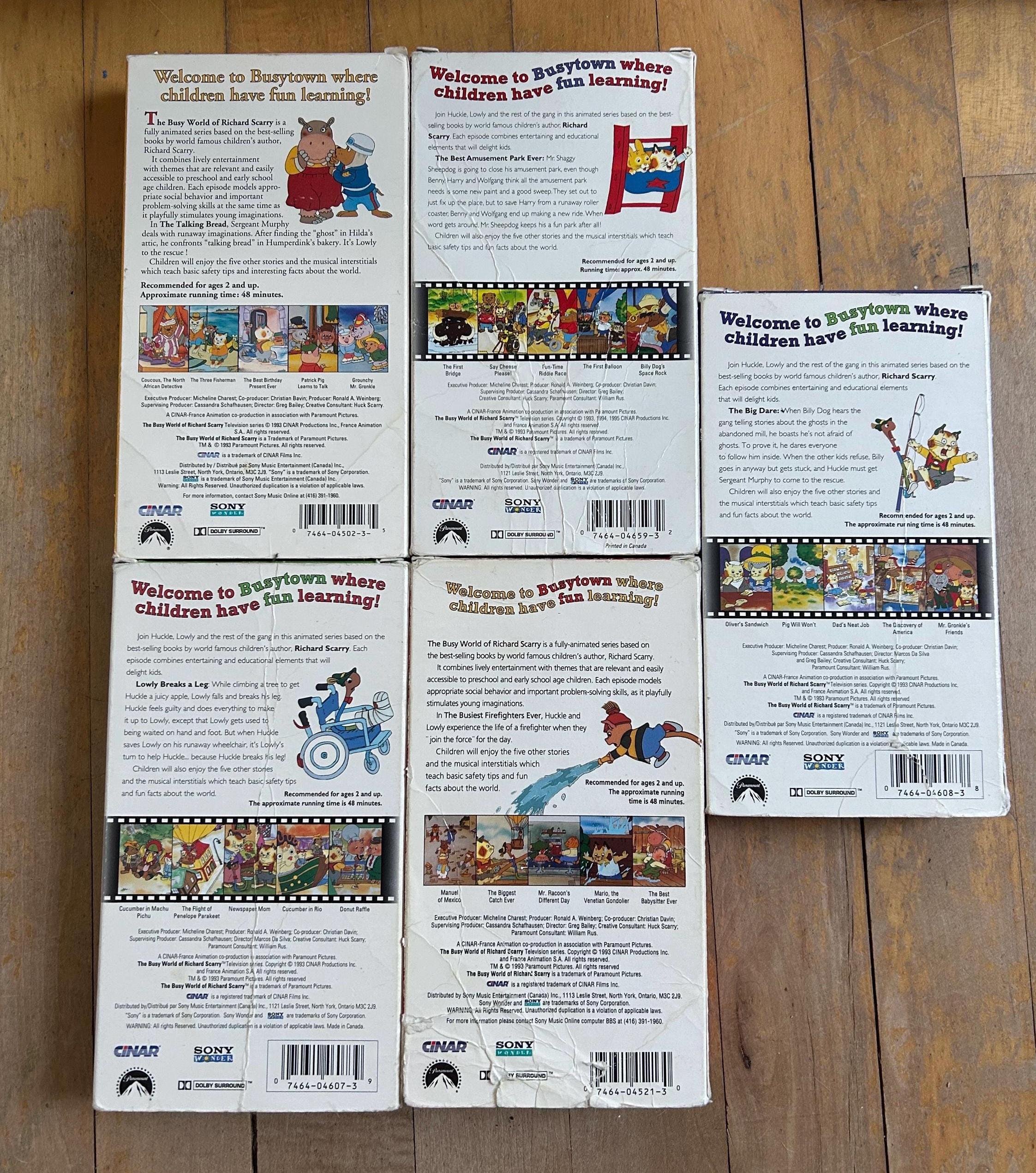 90's the Busy World of Richard Scarry's Collection of 5 VHS Movies ...