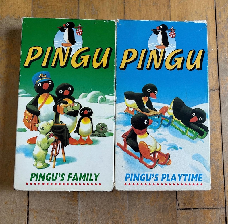 90's Pingu VHS Video Tapes Pair Cartoon Kids Children Pingus Family ...