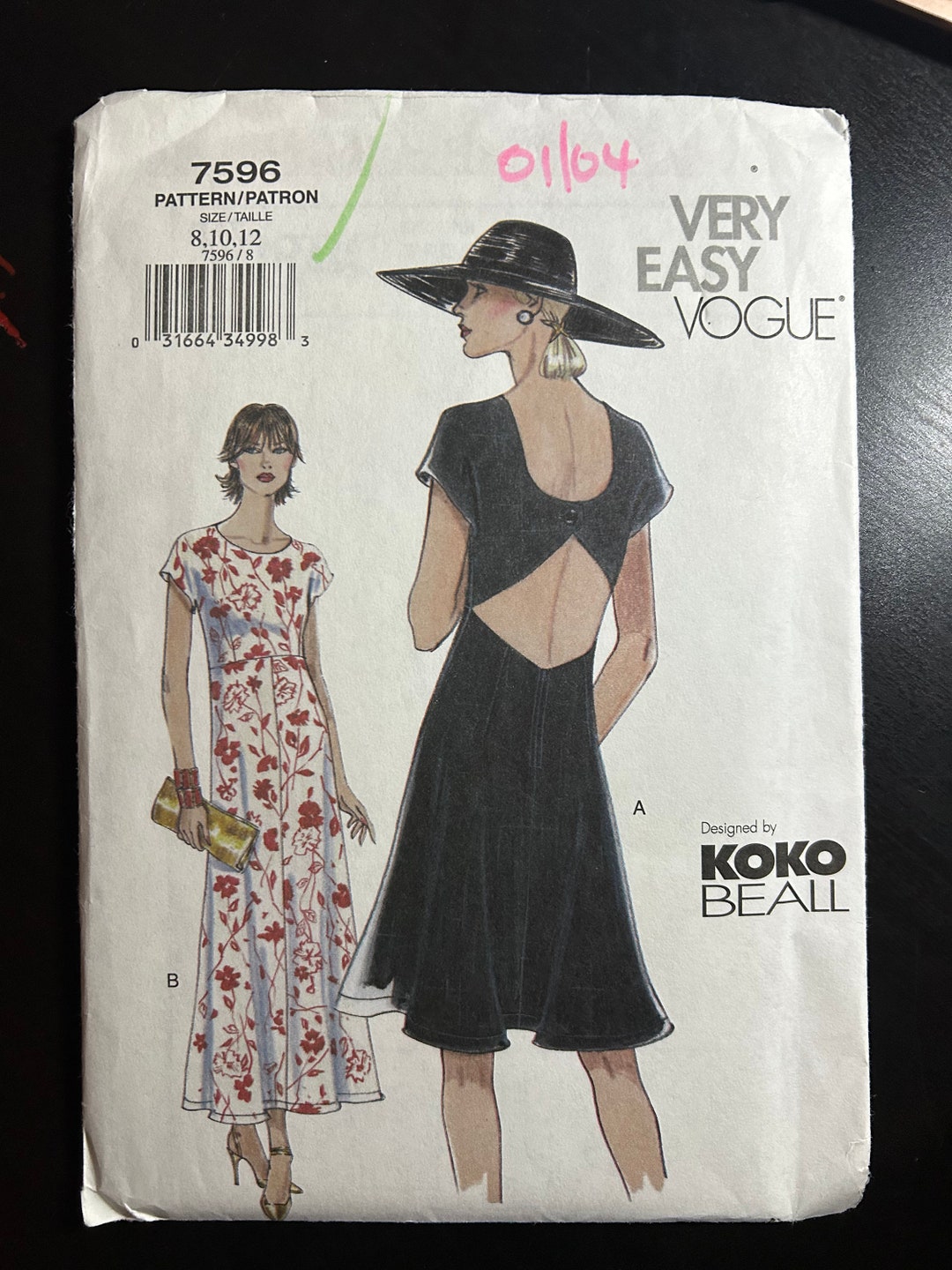 Vogue 7596 Very Easy Vogue Pattern, Women's One Piece Dress, Half ...