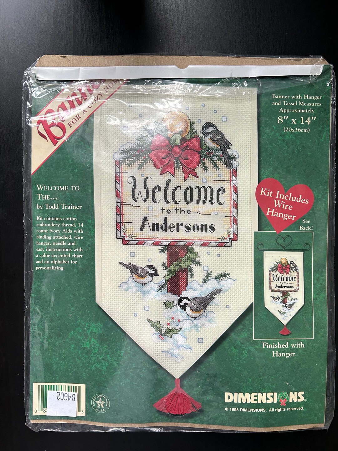 Christmas 1998's Chickadee Welcome Banner Counted Cross Stitch Kit ...