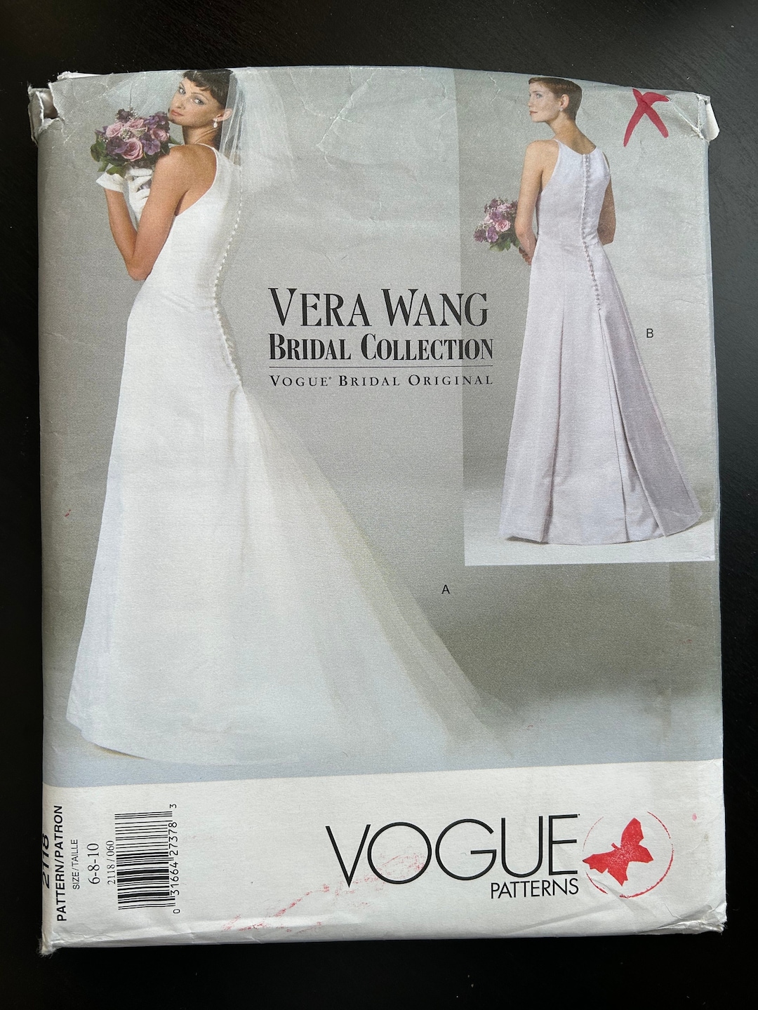 Vogue Bridal Pattern #2118 VERA WANG Wedding Dress Guide Sizes 6-8-10 ...
