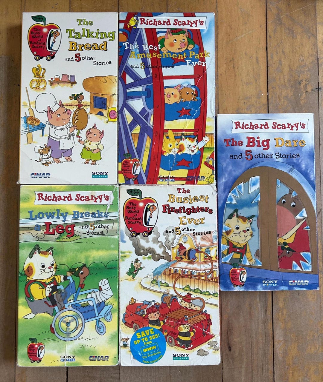 90's the Busy World of Richard Scarry's Collection of 5 VHS Movies ...