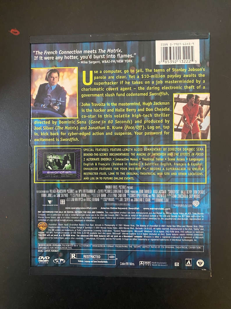 Swordfish Vintage DVD With Original Snap Case Collectible - Etsy