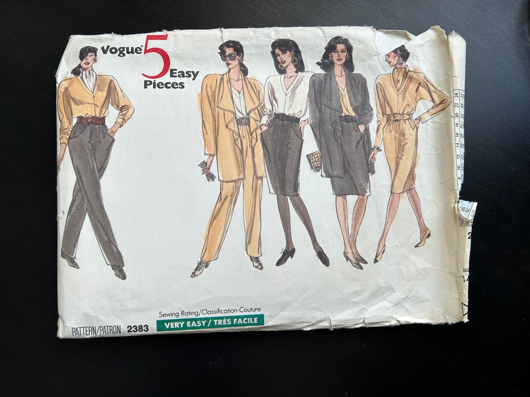 Vogue #2383 Vintage 90's Sewing Pattern 5 Easy Pieces Wardrobe Size 14 ...