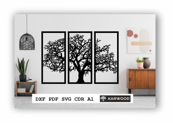 Tree Svg Dxf Cdr Al Pdf Files Wall Sticker Engraving Decal | Etsy
