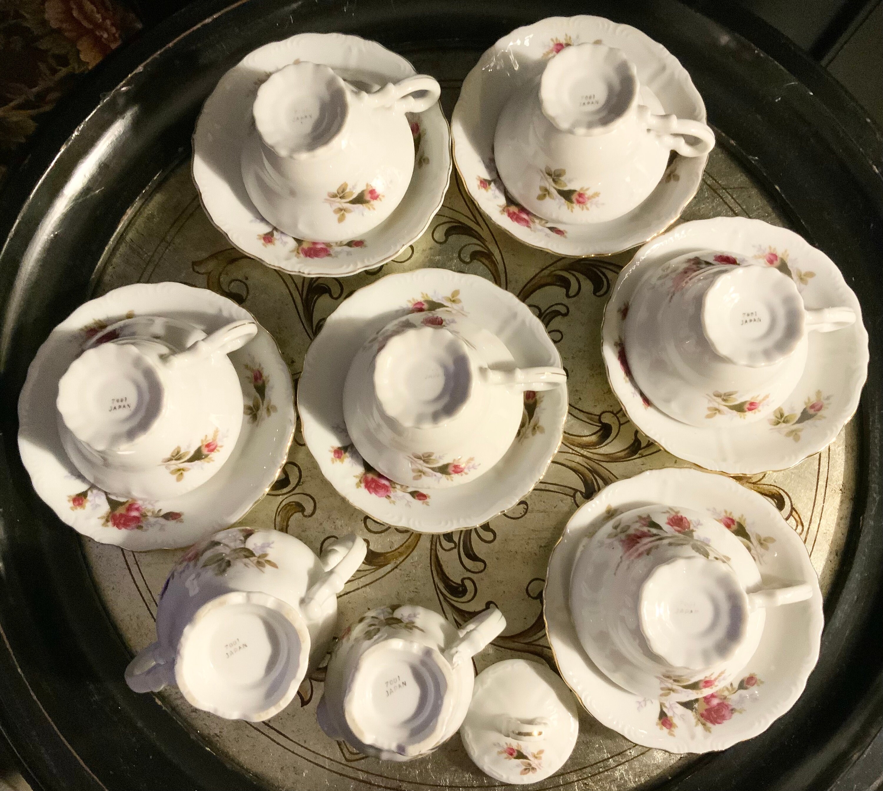 Lovely 15 Pc Royal China Moss Rose Tea Set Made in Japan 1960s Fine ...
