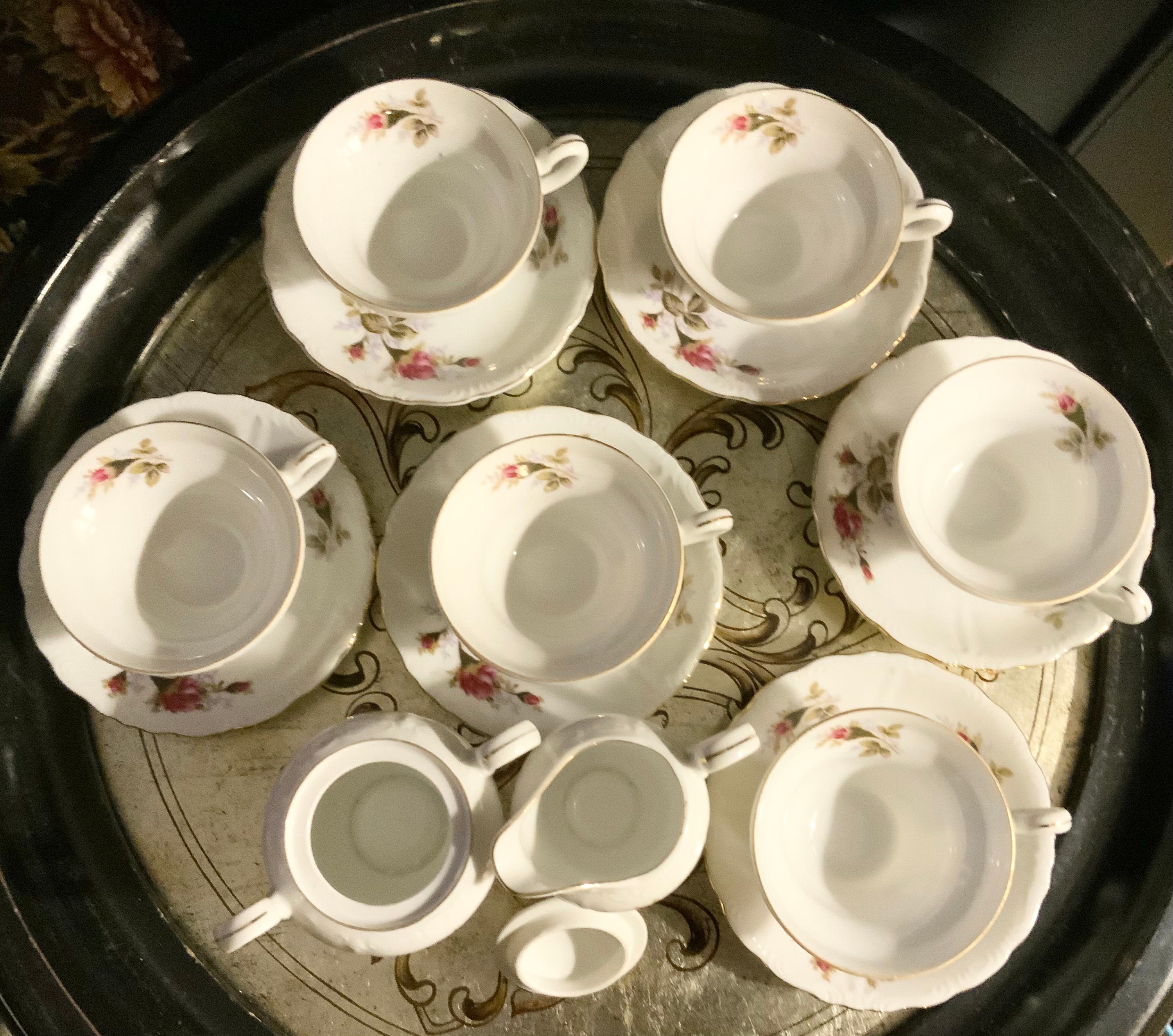 Lovely 15 Pc Royal China Moss Rose Tea Set Made in Japan 1960s Fine ...