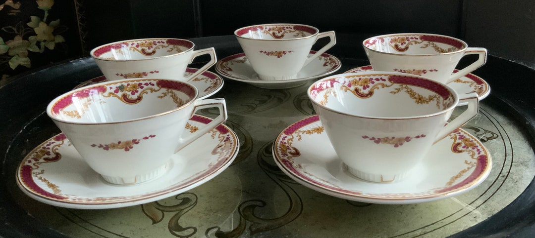 Gorgeous Set of Five John Maddock & Sons Embassy Royal Cups and Saucers ...