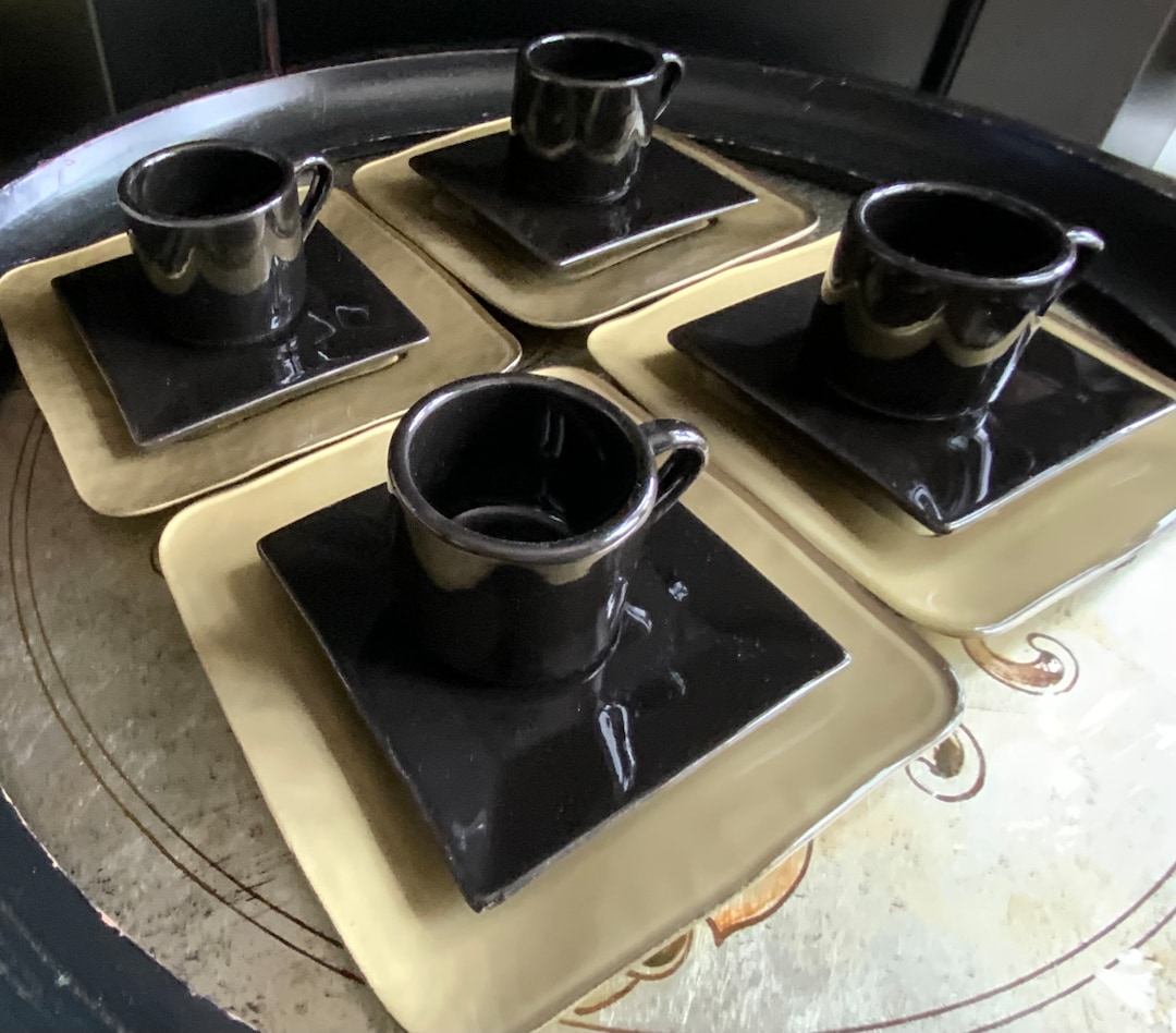Fabulous 12 Pc Black and Gold Tea Trio Set ~ Coffee Set ~ Espresso Set ...