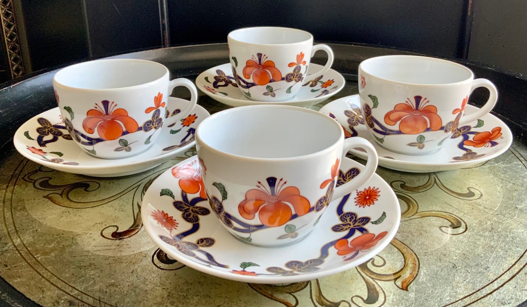 Wonderful Set of Four Royal Worcester Grainger Imari Floral Cup ...