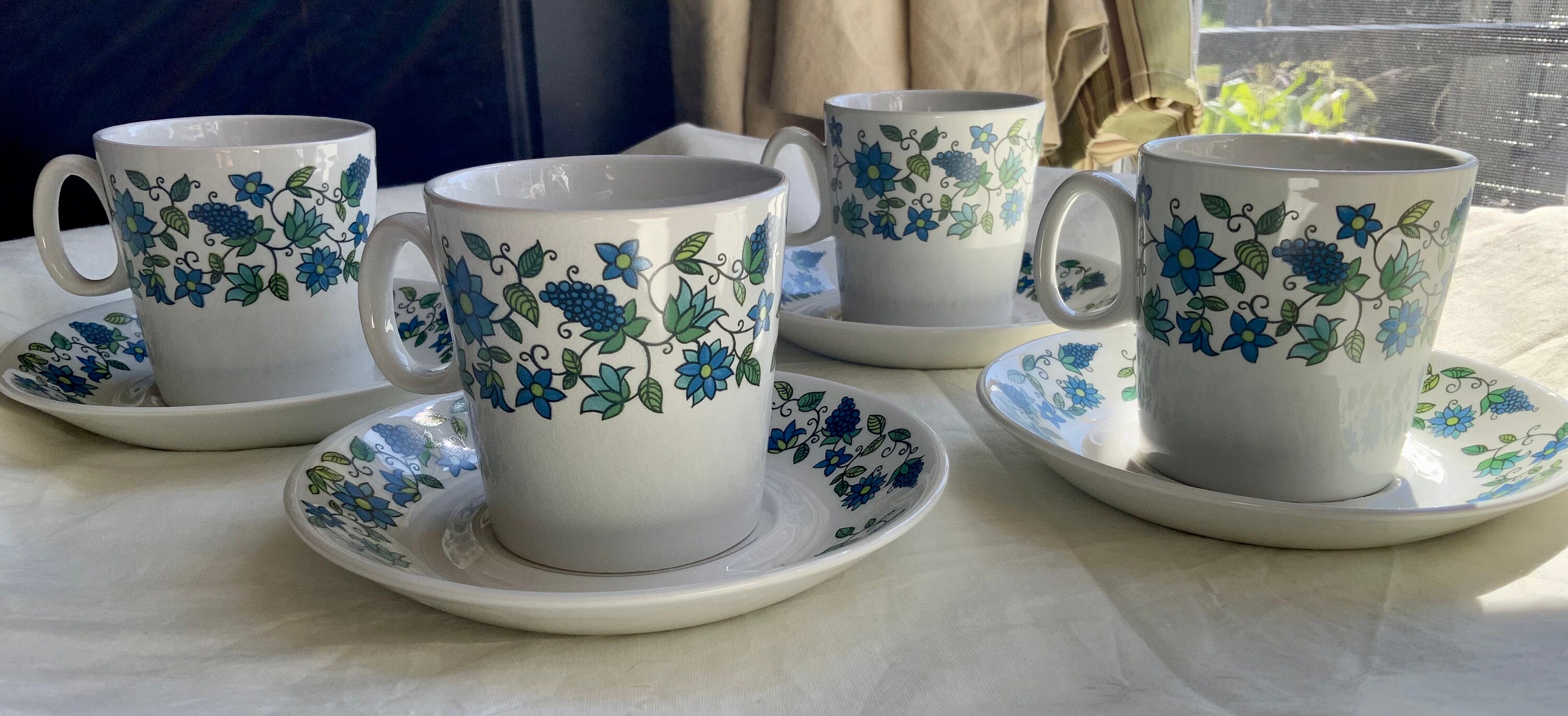 Set of 4 Super Rare Ridgway Kew Pattern Cups and Saucers Made in ...