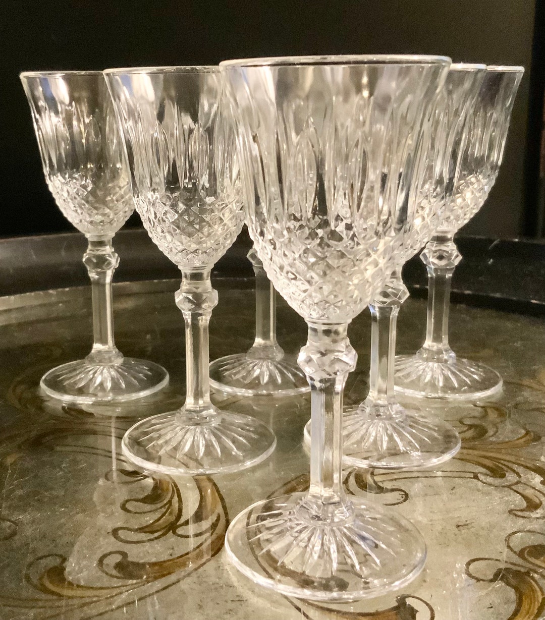 Fantastic Set of Six Fidenza Vetraria Regency Clear Cut Cordial Liquor ...