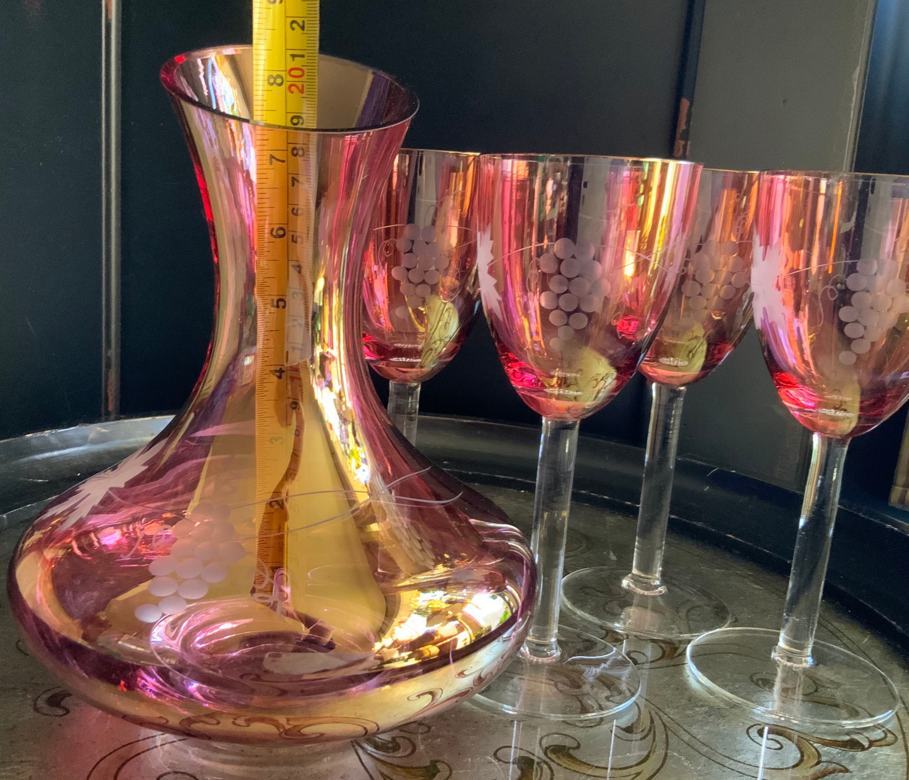 Gorgeous Roscher & Co Rose De France Etched Wine Decanter and Wine ...