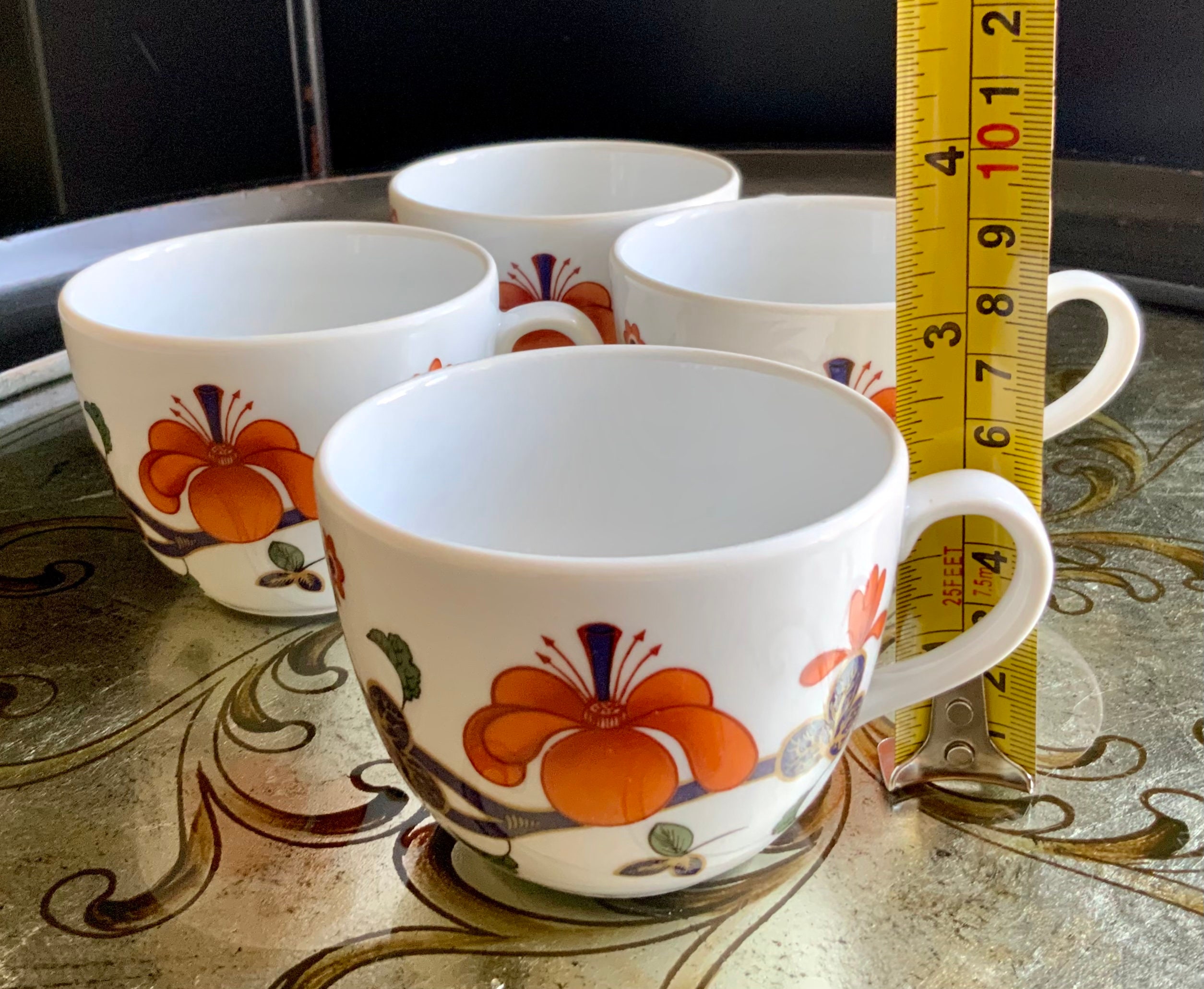 Wonderful Set of Four Royal Worcester Grainger Imari Floral Cup ...