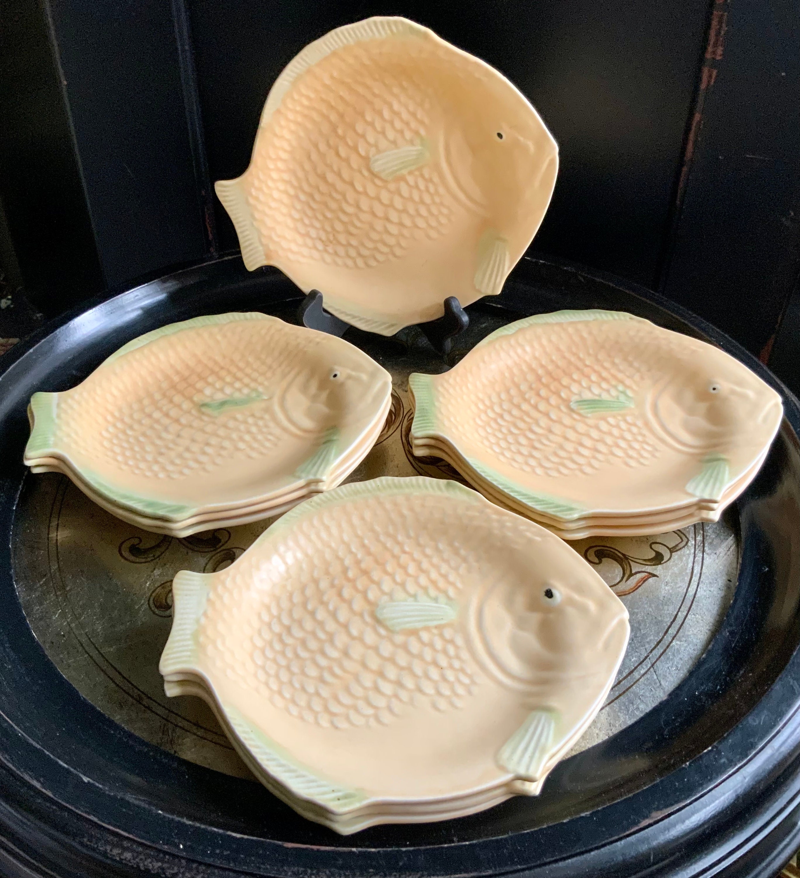 Spectacular 1920s Shorter and Son 12 Piece Fish Plates and Fish Serving ...