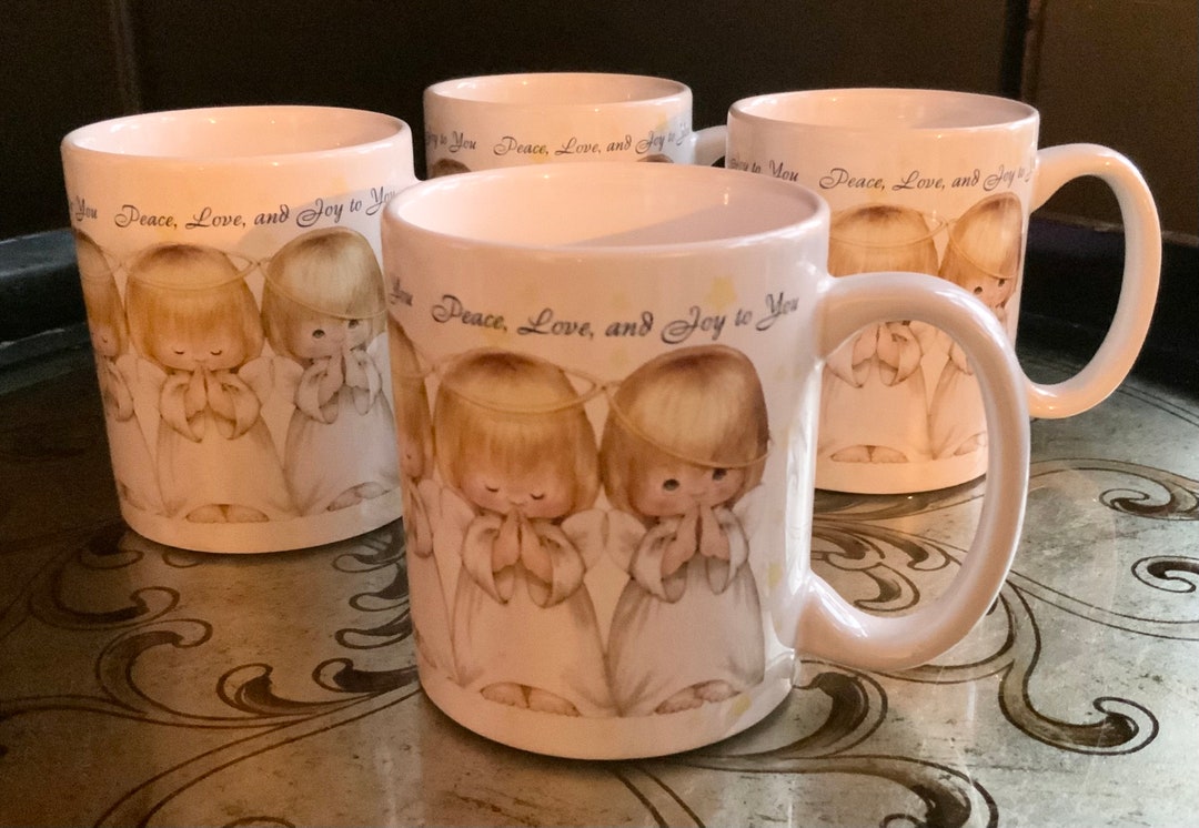Lovely Set of Four Hallmark HH White Porcelain 11 Oz Angel Mugs ~ Three ...