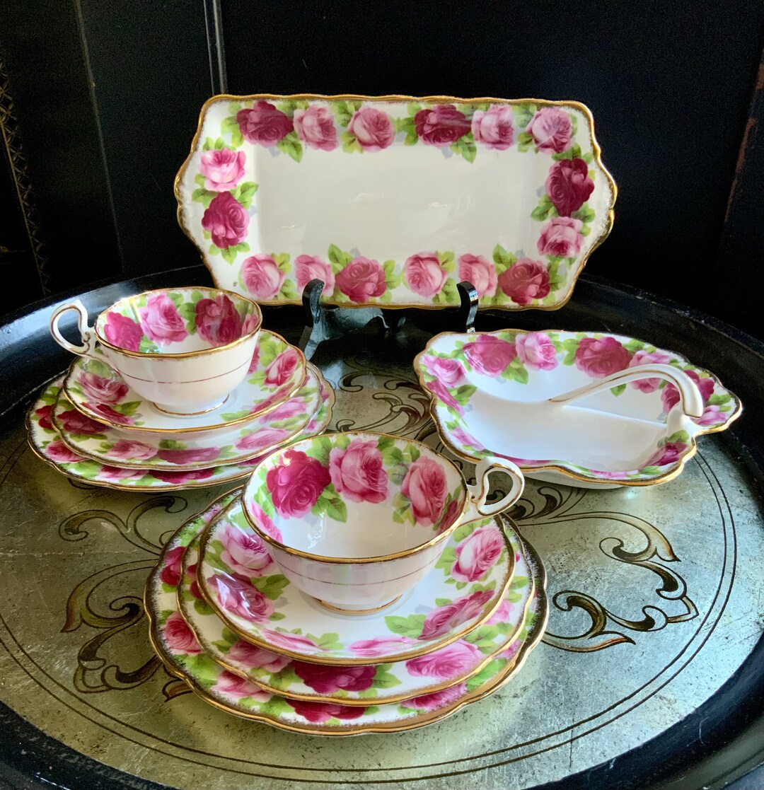 Gorgeous 10 Piece Royal Albert Old English Rose Luncheon Sets for Two ...