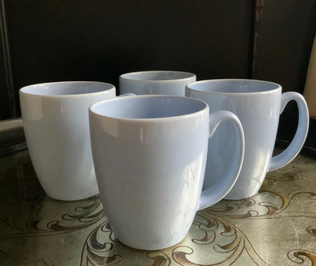 Charming Set of 4 Corning Corelle Livingware Baby Blue Stoneware Mugs ...