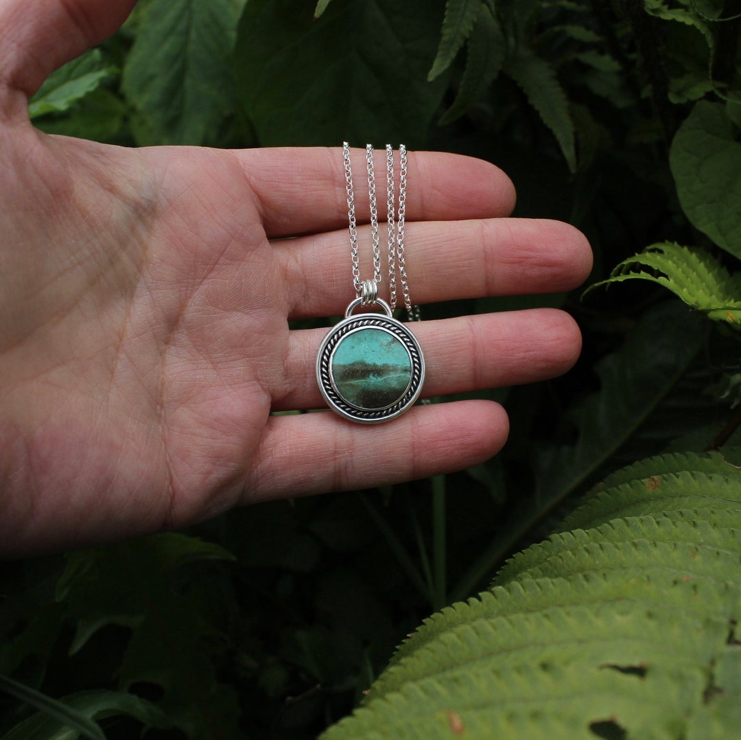 Sterling Silver Opal Petrified Wood Necklace, Porthole Pendant ...