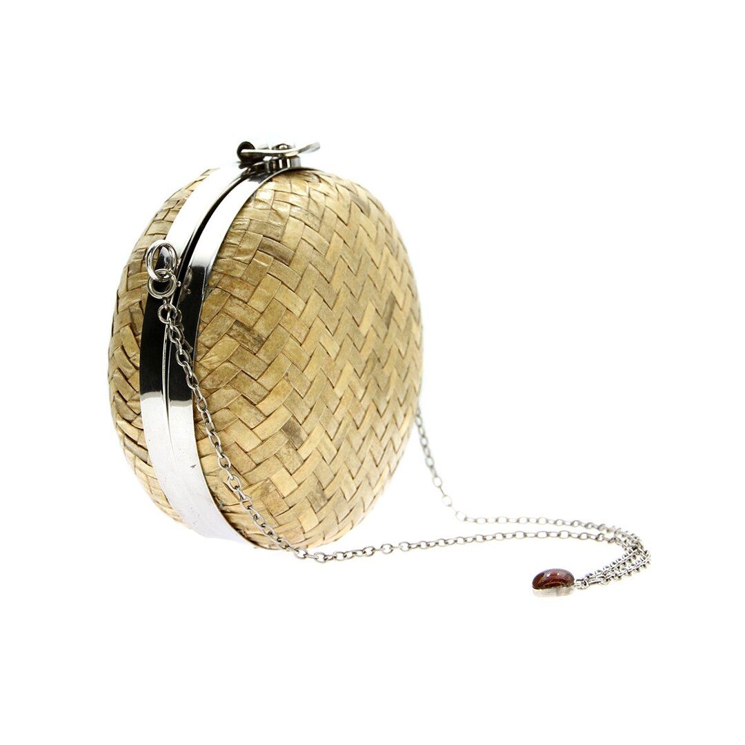 Vintage 1960s Wicker Handbag | Small Round Bag in Natural Woven Wicker ...