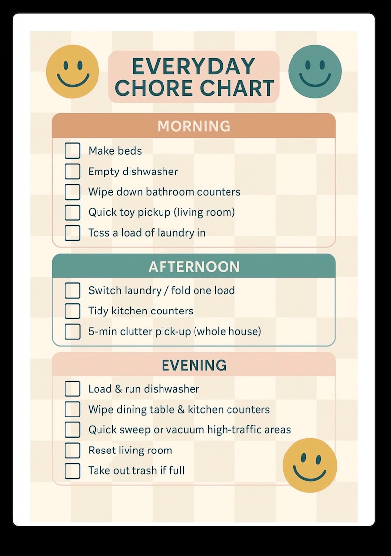 Fun Mom Daily Chore Chart Printable – Routine Organizer for Busy Moms ...