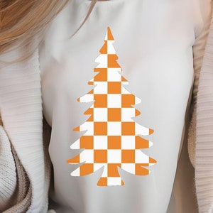 Orange White Checkerboard Christmas Tree PNG Sublimation Instant ...