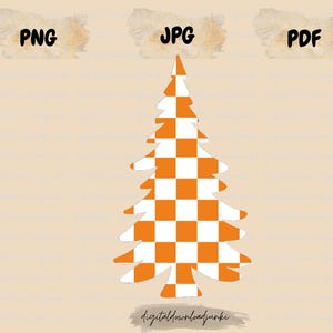Orange White Checkerboard Christmas Tree PNG Sublimation Instant ...