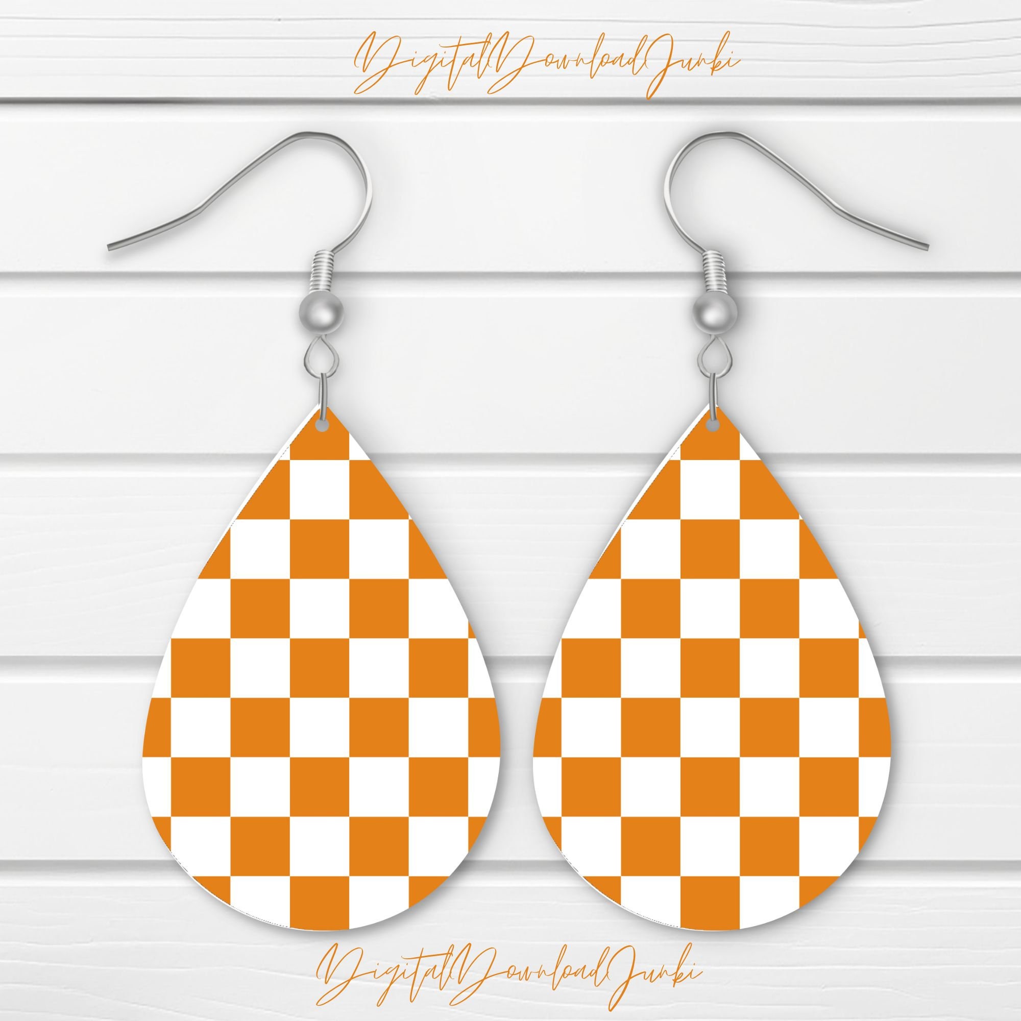 Tennessee Vols Checkerboard PNG Sublimation Instant Download Earring ...