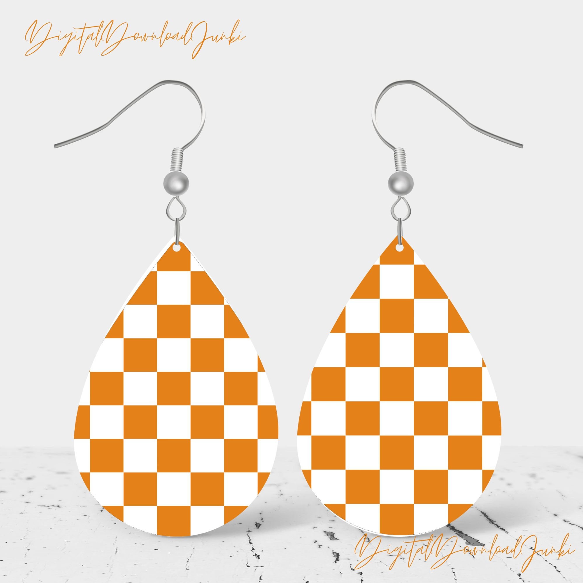 Tennessee Vols Checkerboard PNG Sublimation Instant Download Earring ...