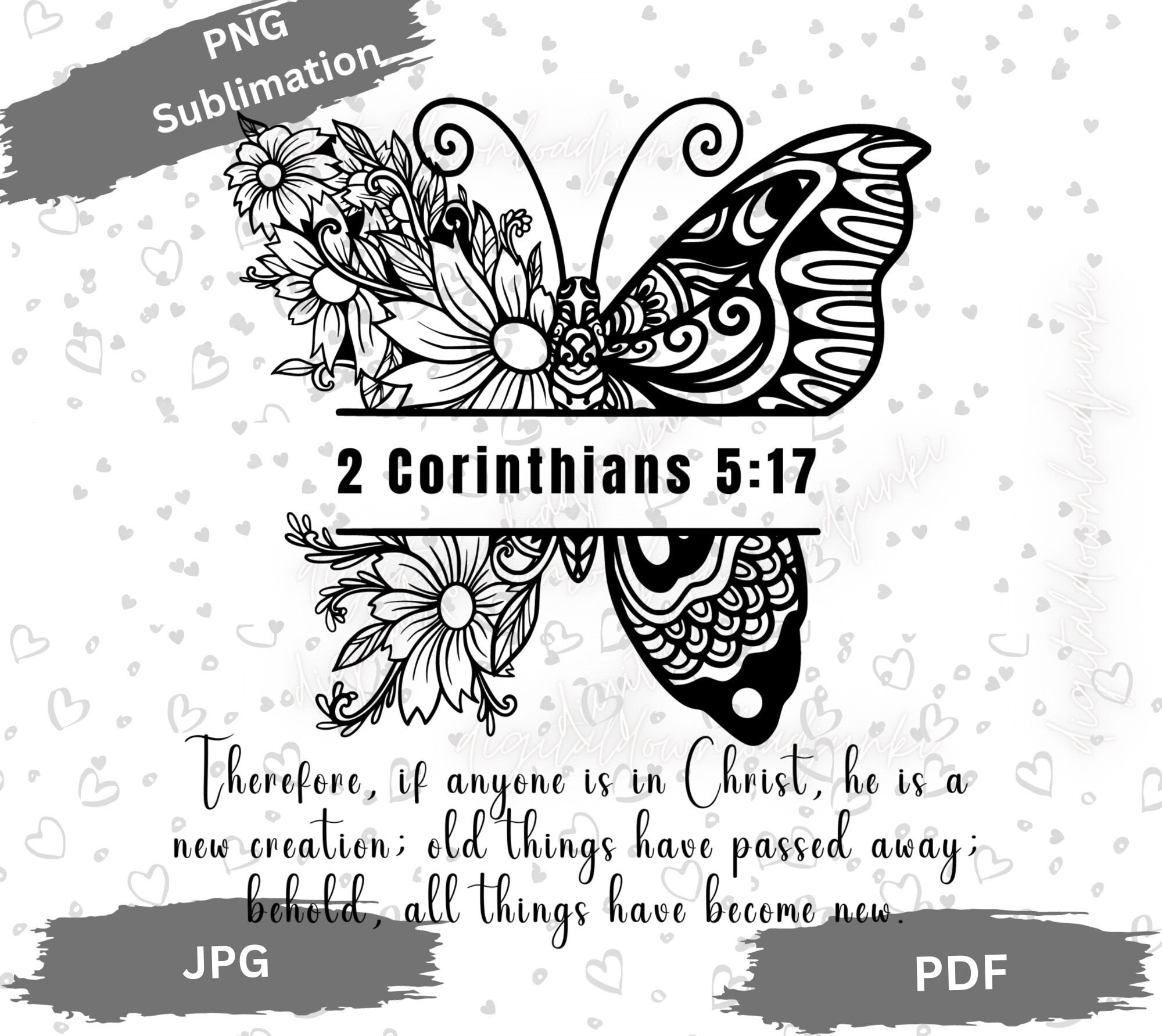 2 Corinthians 5:17 Butterfly PNG Sublimation Instant Download Christian ...