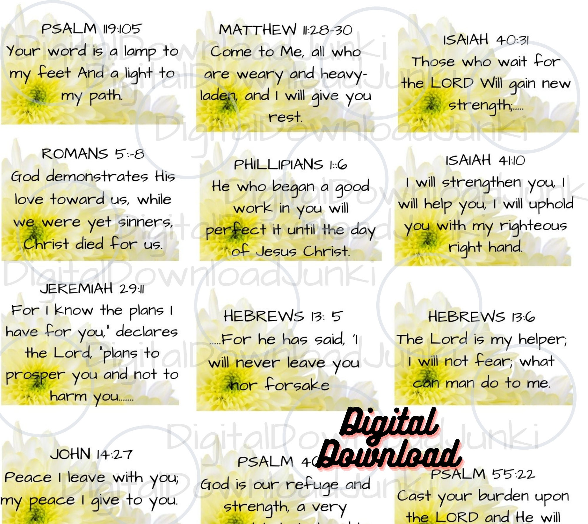 Printable Scripture Bible Verse Sticker Sheet US Letter Size Digital ...