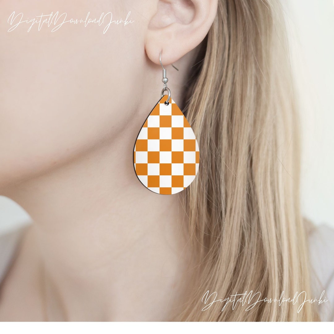 Tennessee Vols Checkerboard PNG Sublimation Instant Download Earring ...