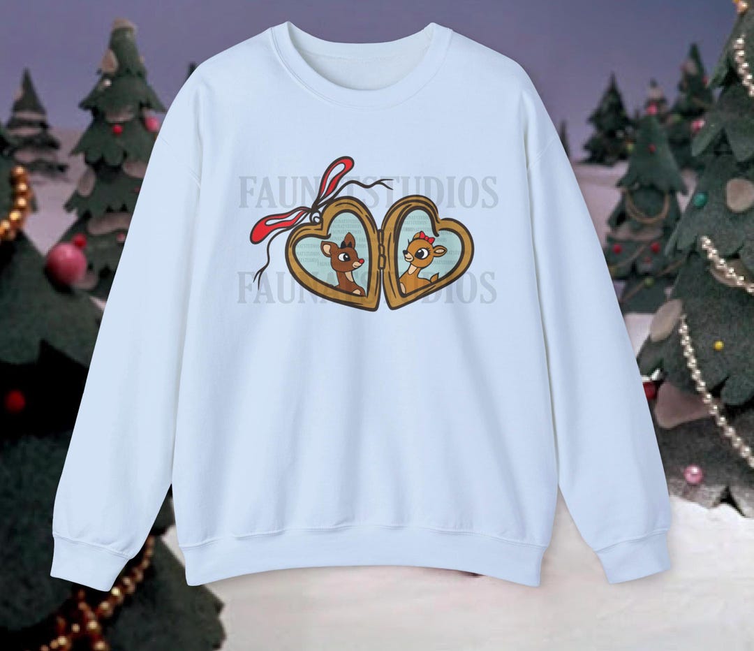 Rudolph and Clarice Heart Locket Christmas Crewneck, Classic Christmas ...