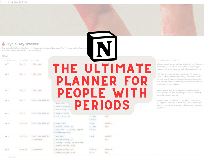 Menstrual Cycle Tracker Notion Template / Period Tracker / Month ...