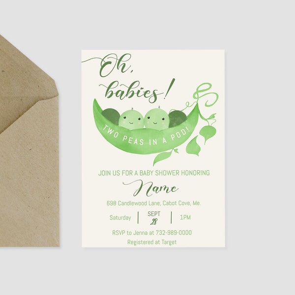 Two Peas in a Pod Invitation - Etsy
