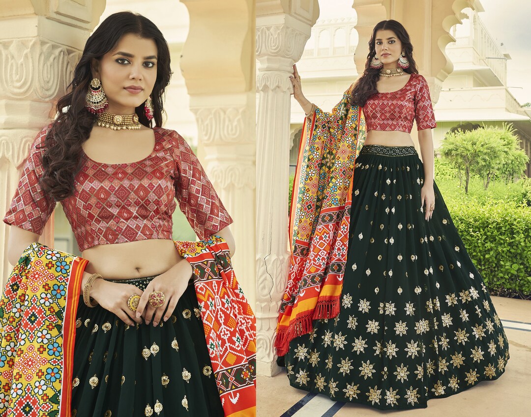 Designer Green Lehenga Choli With High Quality Sequence Embroidery Work ...