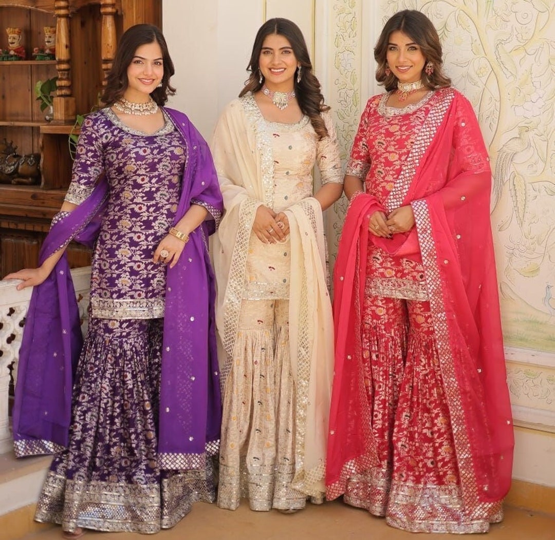 Be the Center of Attractions With Beautiful Sharara Suit Sharara Suit ...