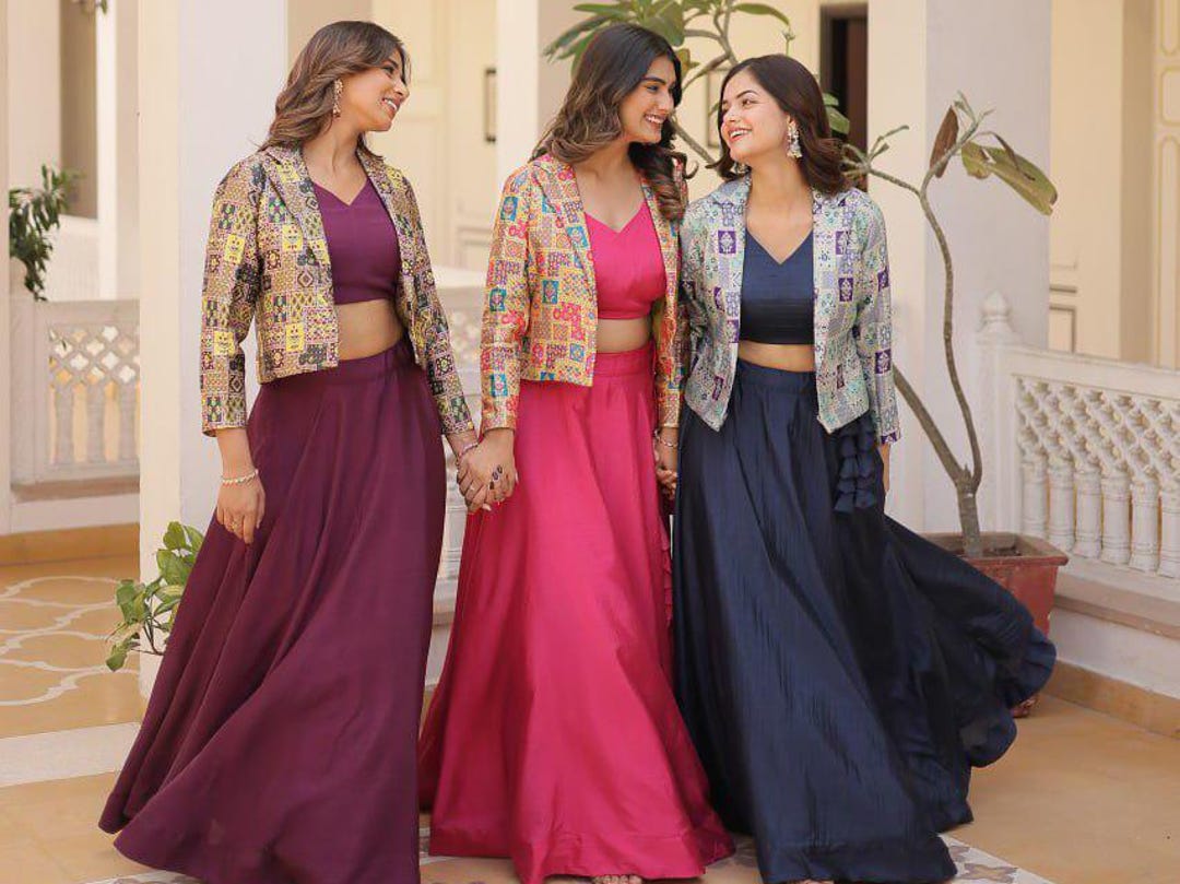 Infuse Your Wardrobe With Grace of Chinon Jacket Lehenga Choli | Ready ...