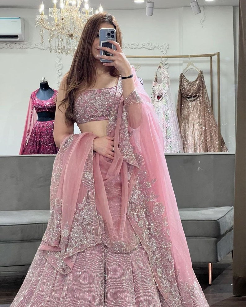 Sabyasachi Designer Peach-pink Lehenga Choli Embellished With - Etsy Australia
