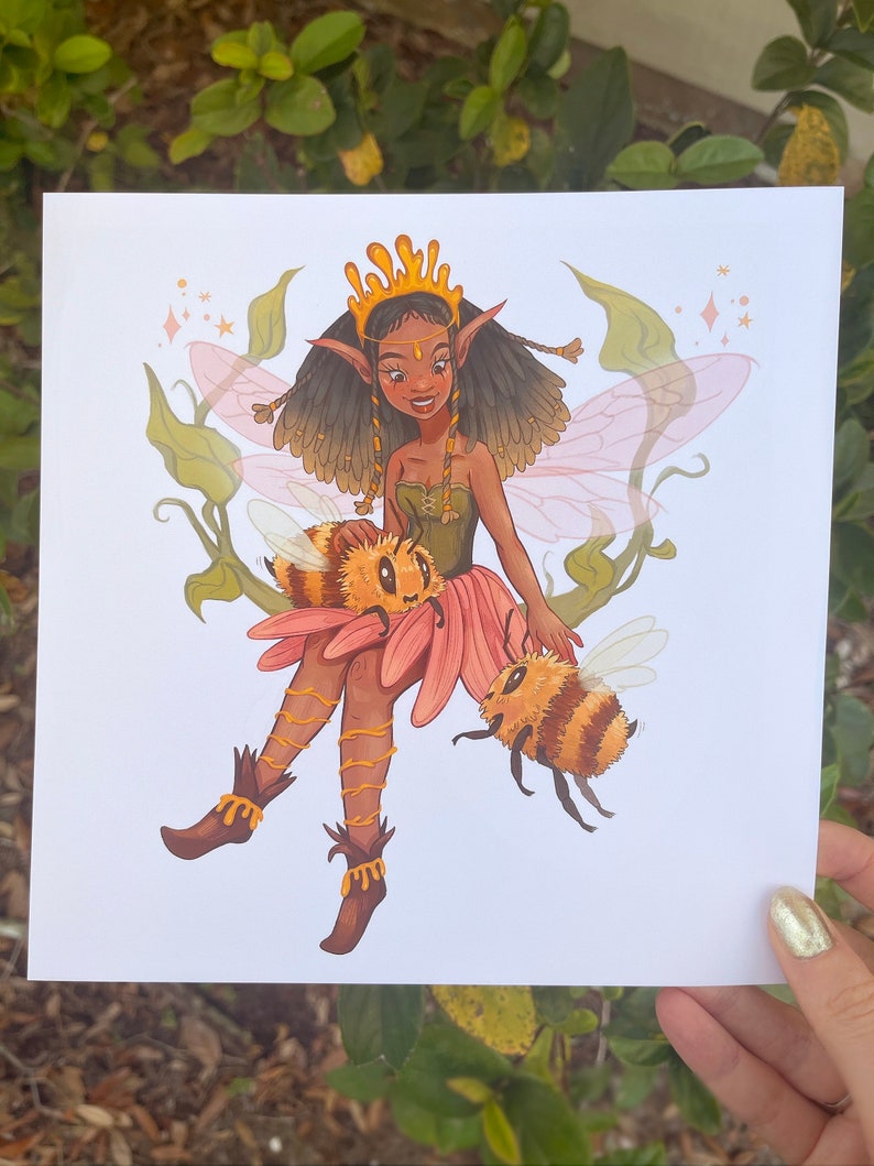 Fairy Queen Bee Art Print: Signed Whimsical Illustration (8x8) - Etsy