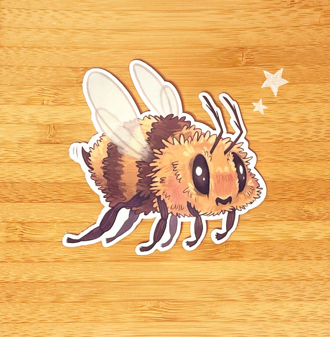 Cute Fluffy Bee Sticker ~ Handmade Stickers ~ Cute Die Cut Sticker ...
